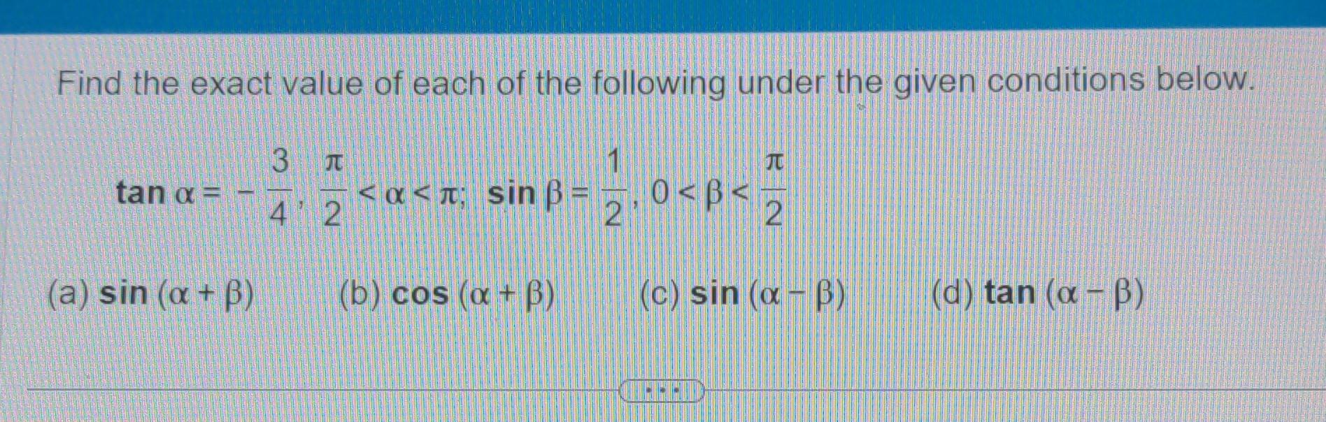 Solved Find the exact value of each of the following under | Chegg.com