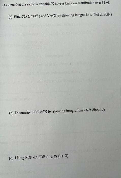 Solved Assume that the random variable X have a Uniform | Chegg.com