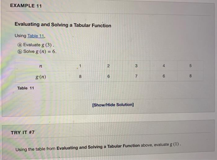 Solved Evaluating and Solving a Tabular Function Using Table | Chegg.com