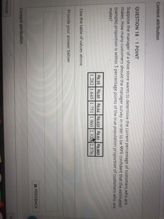 Solved Content attribution QUESTION 18.1 POINT Suppose the | Chegg.com