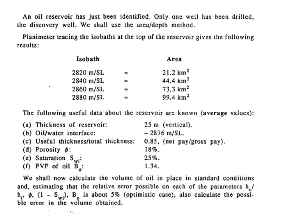 Solved An oil reservoir has just been identified. Only one | Chegg.com