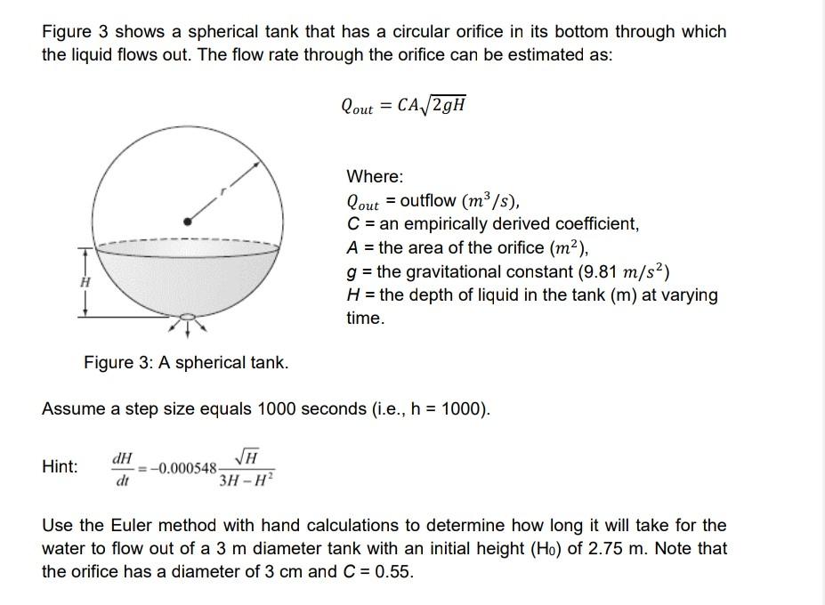 Solved Figure 3 shows a spherical tank that has a circular | Chegg.com