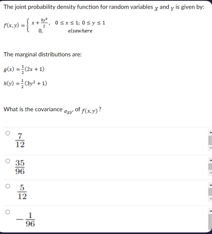 Solved The joint probability density function for random | Chegg.com