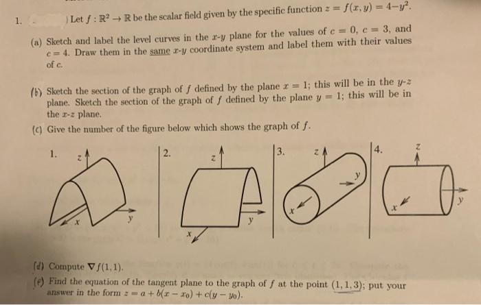 Solved 1. Let f: R2 R be the scalar field given by the | Chegg.com