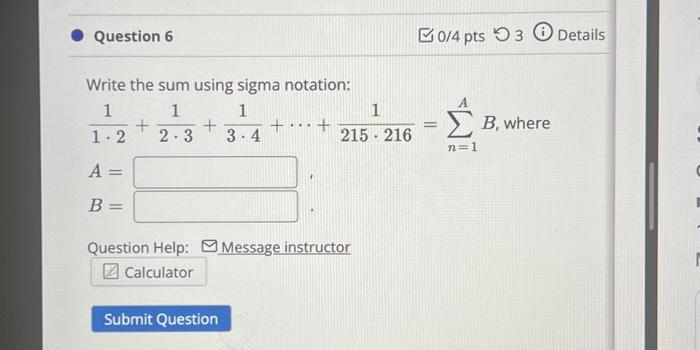 Solved Write the sum using sigma notation: | Chegg.com