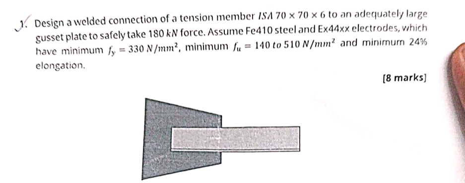 Design a welded connection of a tension member | Chegg.com