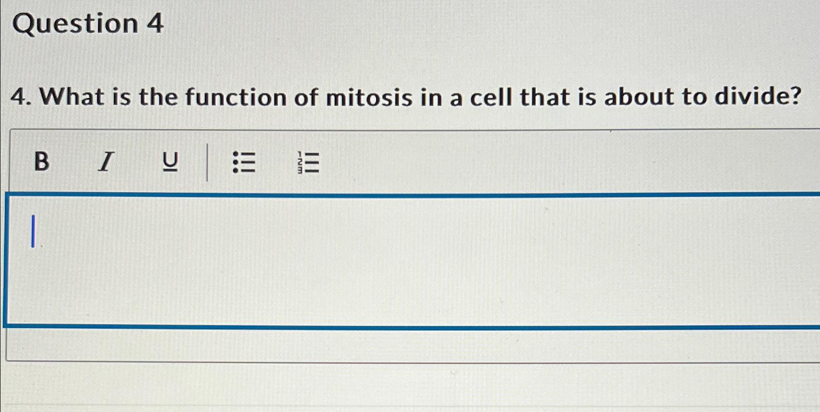 Solved Question 44. ﻿What is the function of mitosis in a | Chegg.com