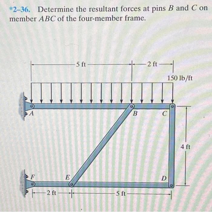 Solved 2 36 Determine The Resultant Forces At Pins B And C