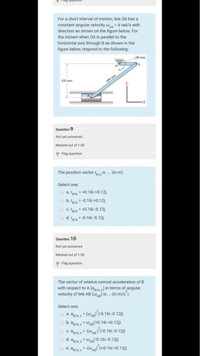 Solved For a short interval of motion, link OA has a | Chegg.com