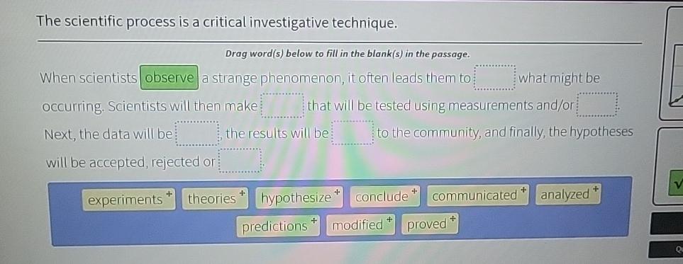 Solved The scientific process is a critical investigative | Chegg.com