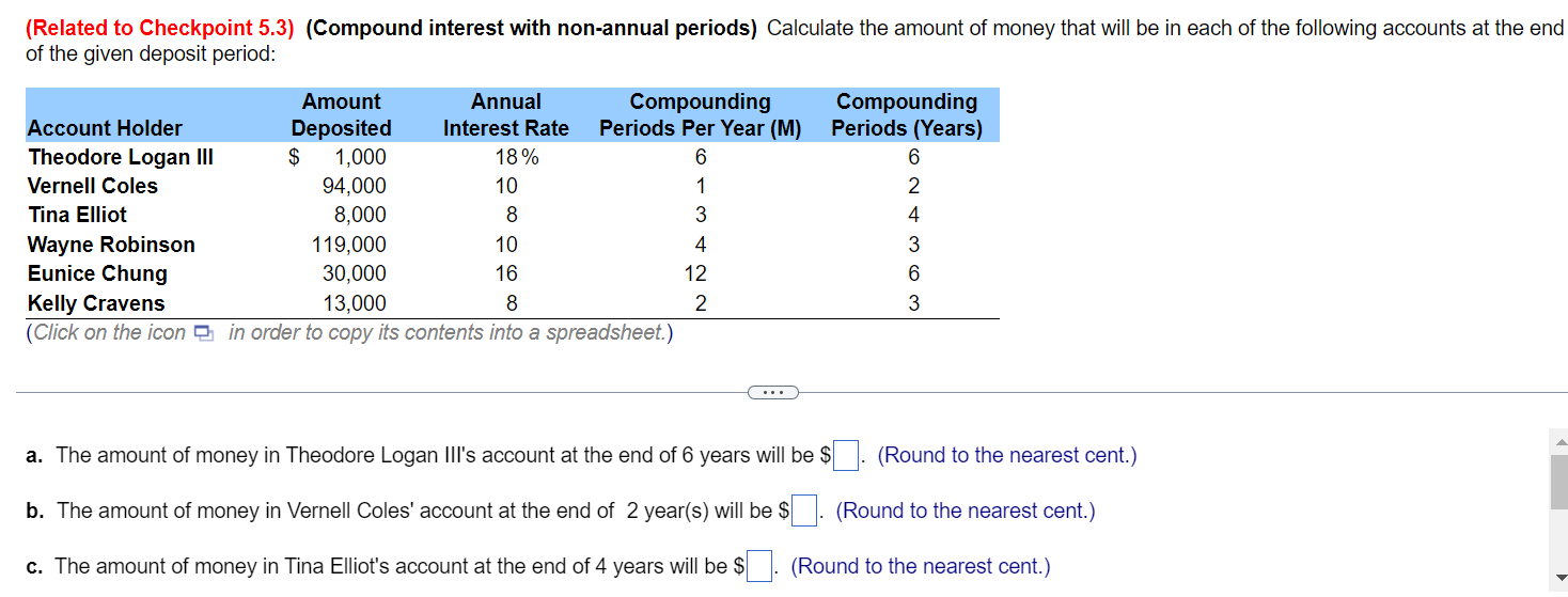 Solved (Related to Checkpoint 5.3) (Compound interest with | Chegg.com