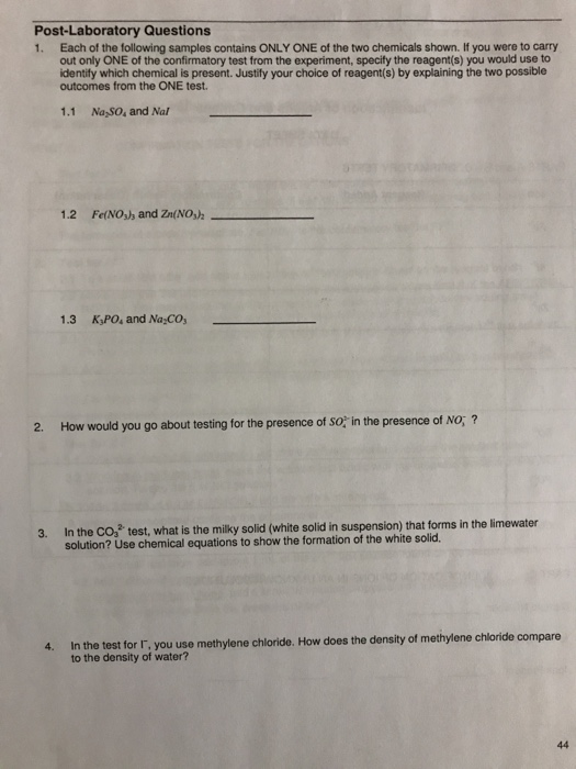 Solved Post-Laboratory Questions 1. Each of the following | Chegg.com