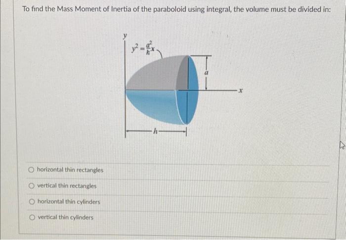 Solved To find the Mass Moment of Inertia of the paraboloid | Chegg.com
