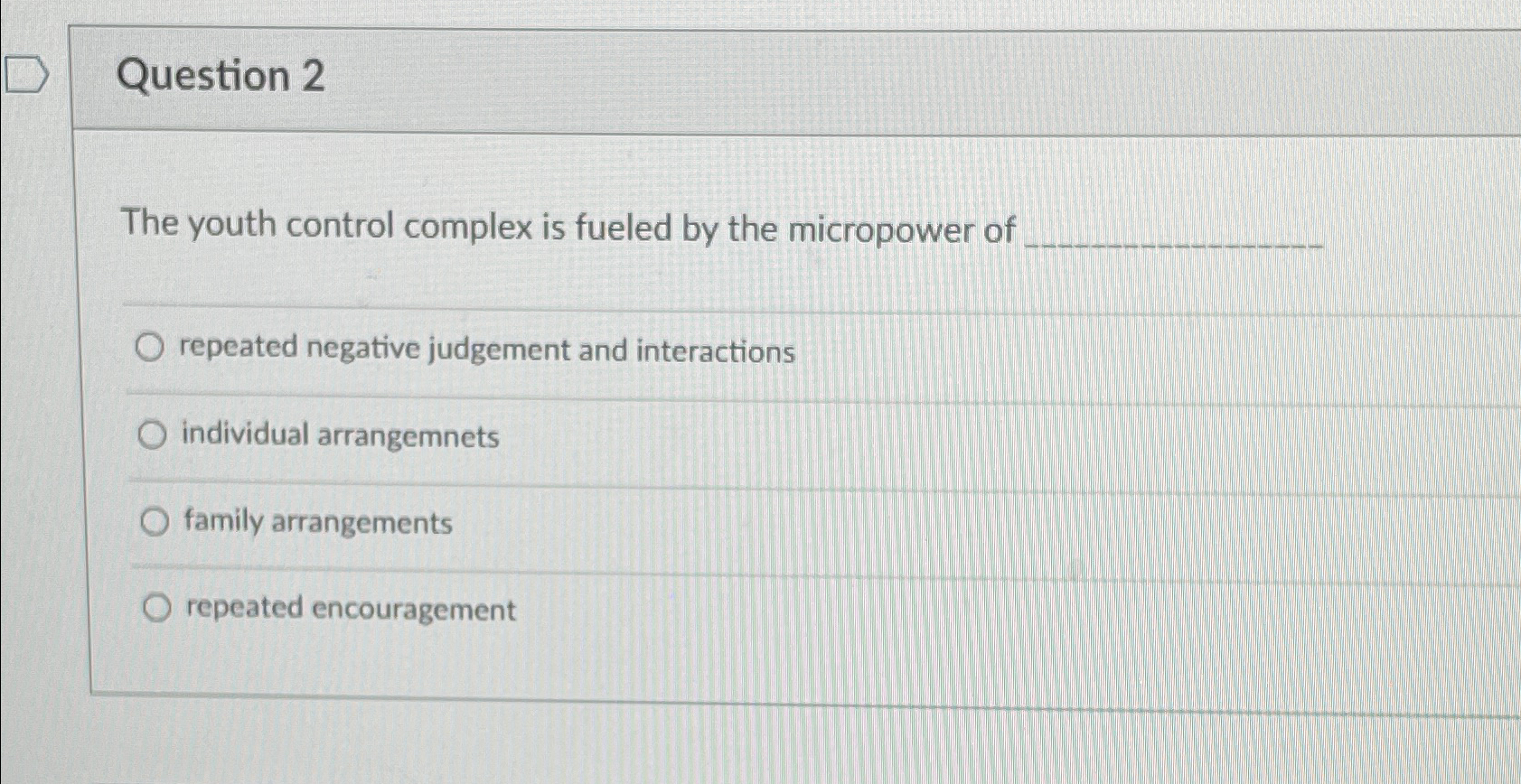 Solved Question 2The youth control complex is fueled by the | Chegg.com