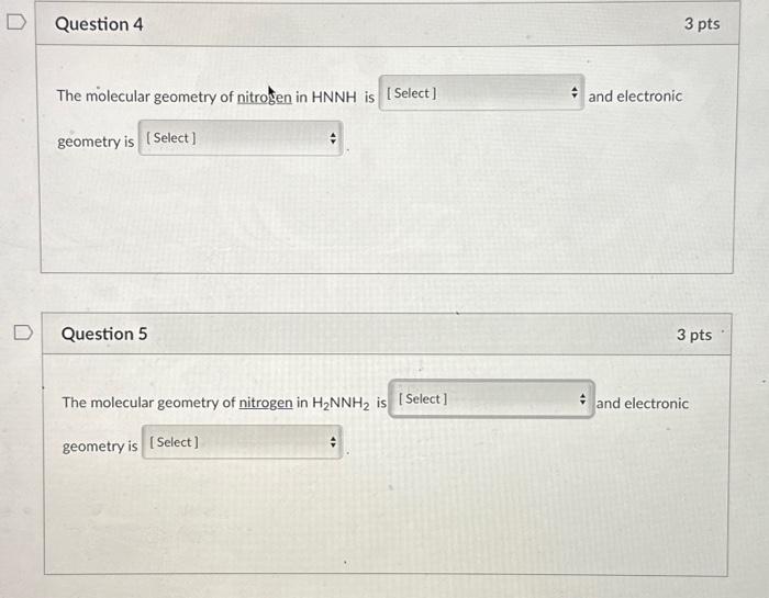Solved The molecular geometry of nitroten in HNNH is and | Chegg.com
