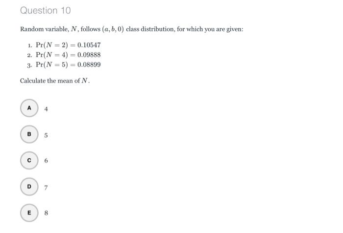 Solved Random variable, N, follows (a,b,0) class | Chegg.com