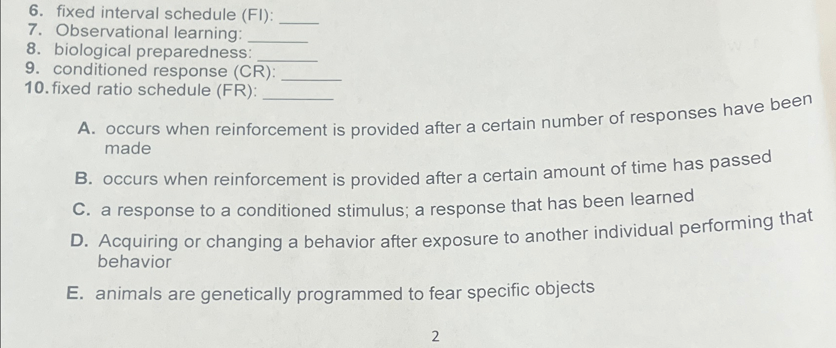 Solved fixed interval schedule (FI):Observational | Chegg.com