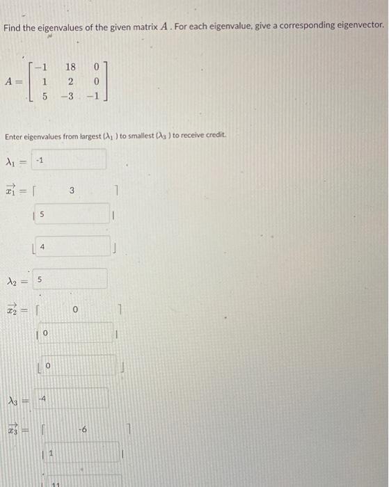 Solved Find the eigenvalues of the given matrix A. For each | Chegg.com