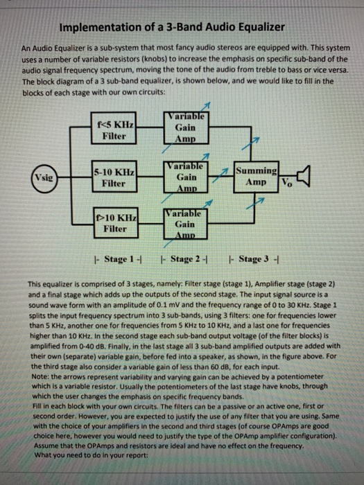 Implementation of a 3-Band Audio Equalizer An Audio | Chegg.com