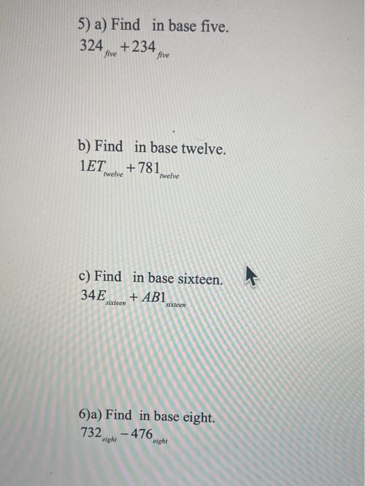 Solved 4) Find the missing base. a) 30seven =41 c) | Chegg.com