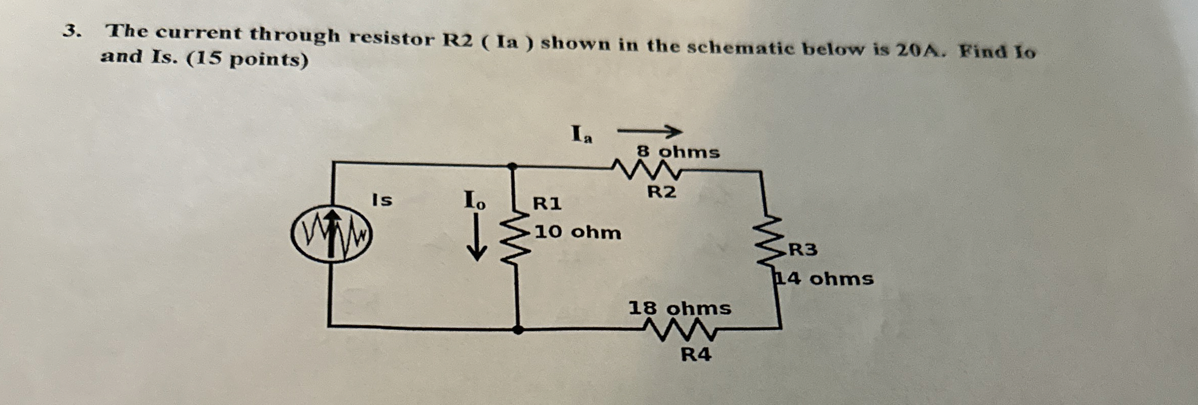 Solved The current through resistor R2 ( ﻿Ia ) ﻿shown in the | Chegg.com