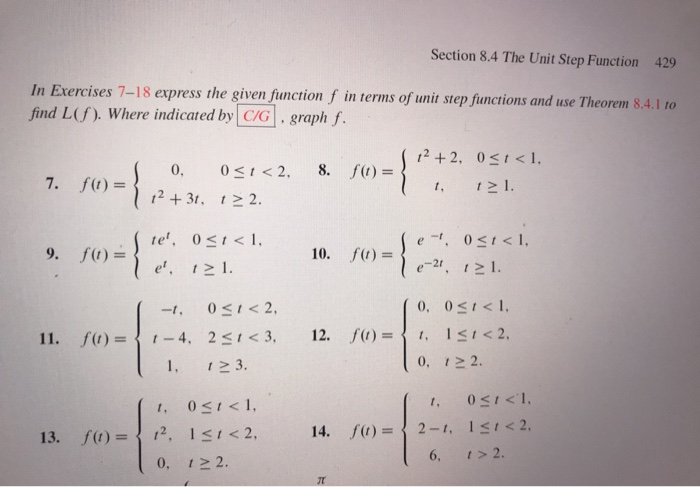 Solved Section 8.4 The Unit Step Function 429 In Exercises | Chegg.com