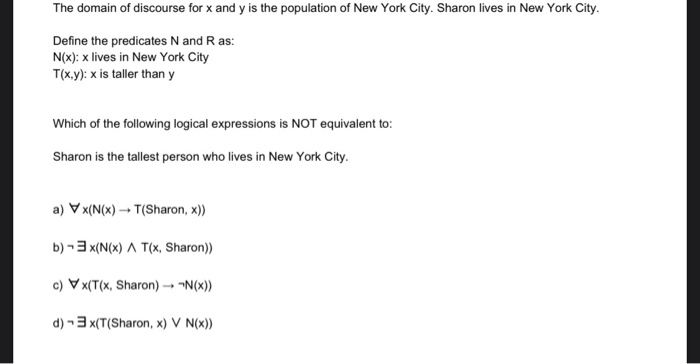 Solved The domain of discourse for x and y is the population | Chegg.com