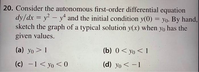 Solved 20. Consider the autonomous first-order differential | Chegg.com