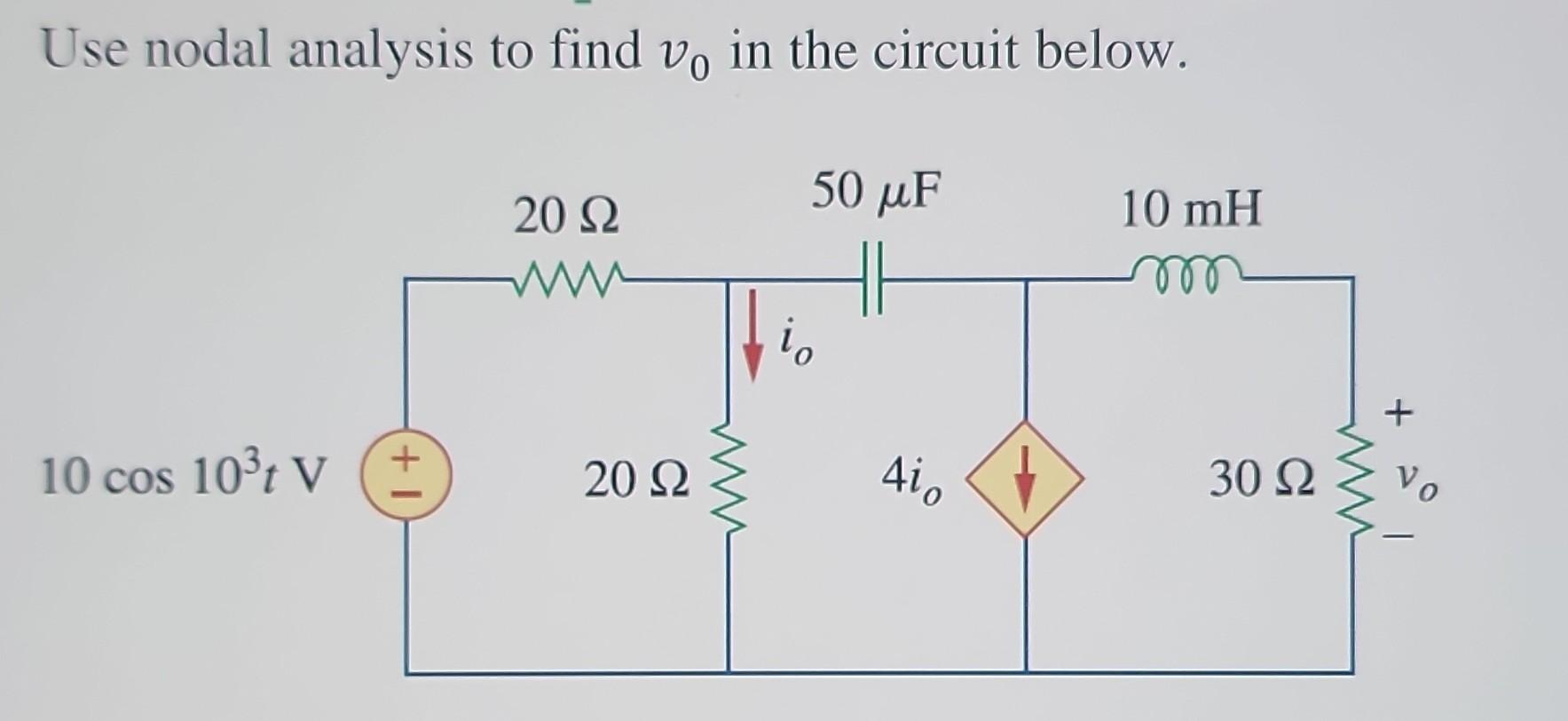 Solved Use nodal analysis to find v0 in the circuit below. | Chegg.com