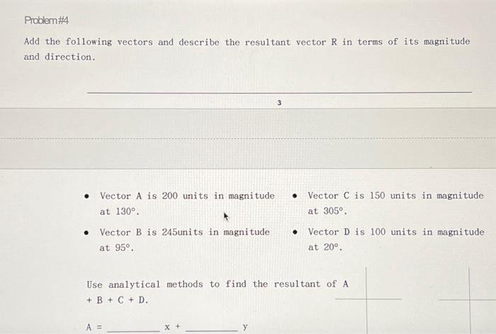 Solved Add the following vectors and describe the resultant | Chegg.com