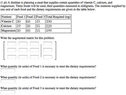 Solved A dietitian is planning a meal that supplies certain | Chegg.com