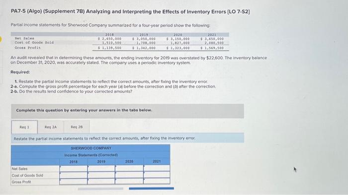 Solved PA7-5 (Algo) (Supplement 7B) Analyzing and | Chegg.com