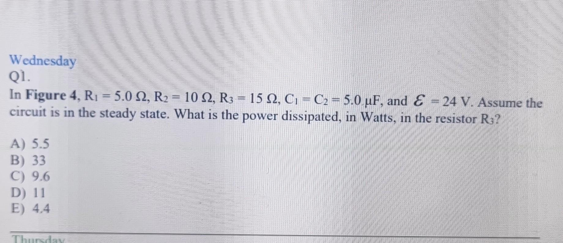 Solved In Figure 4, R1=5.0Ω,R2=10Ω,R3=15Ω,C1=C2=5.0μF, and | Chegg.com