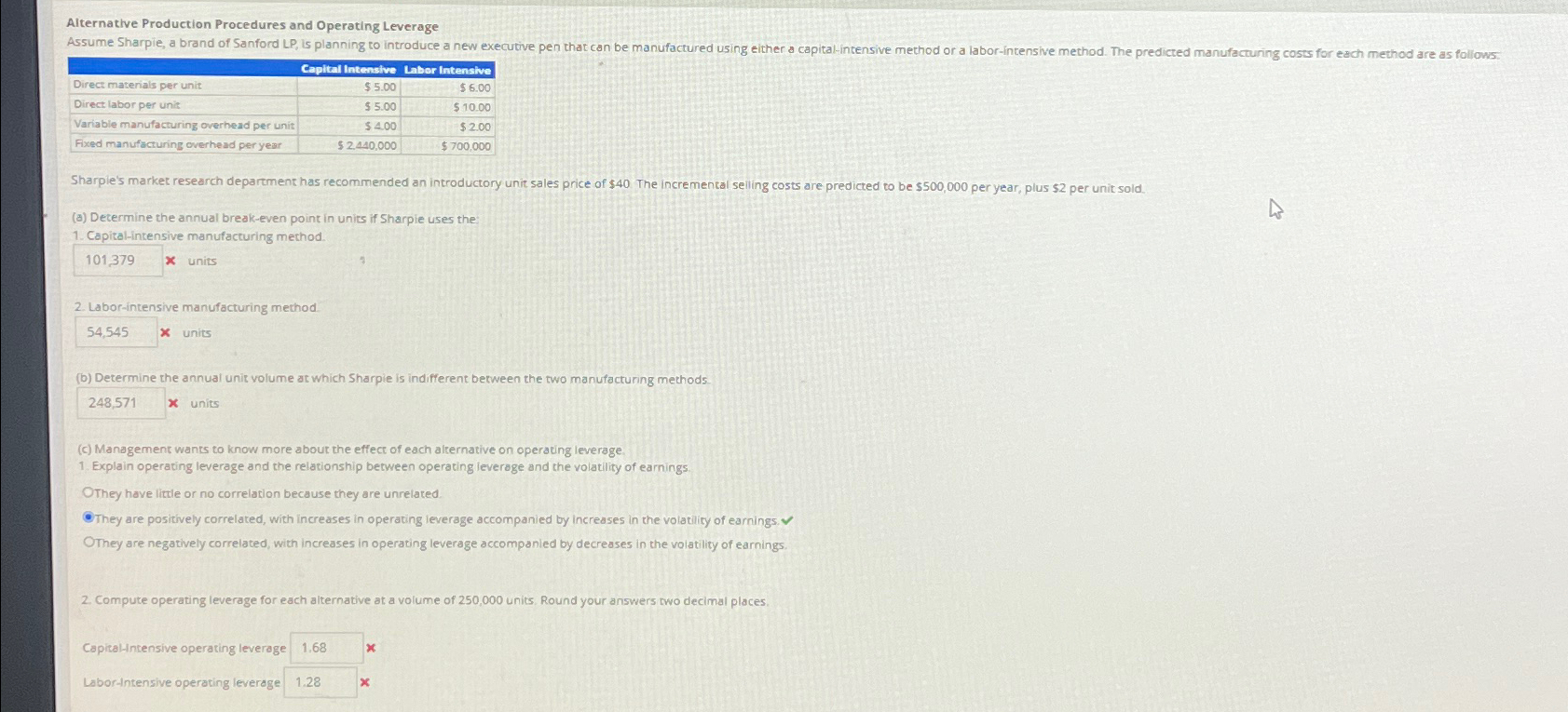 Solved Alternative Production Procedures and Operating | Chegg.com