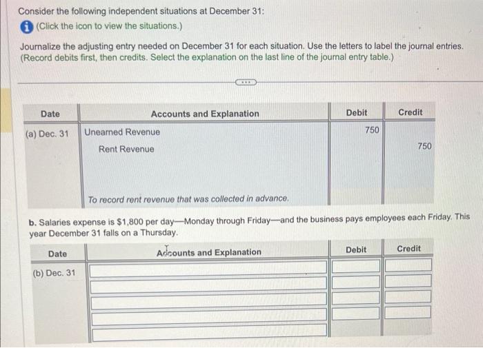 Solved Consider the following independent situations at | Chegg.com