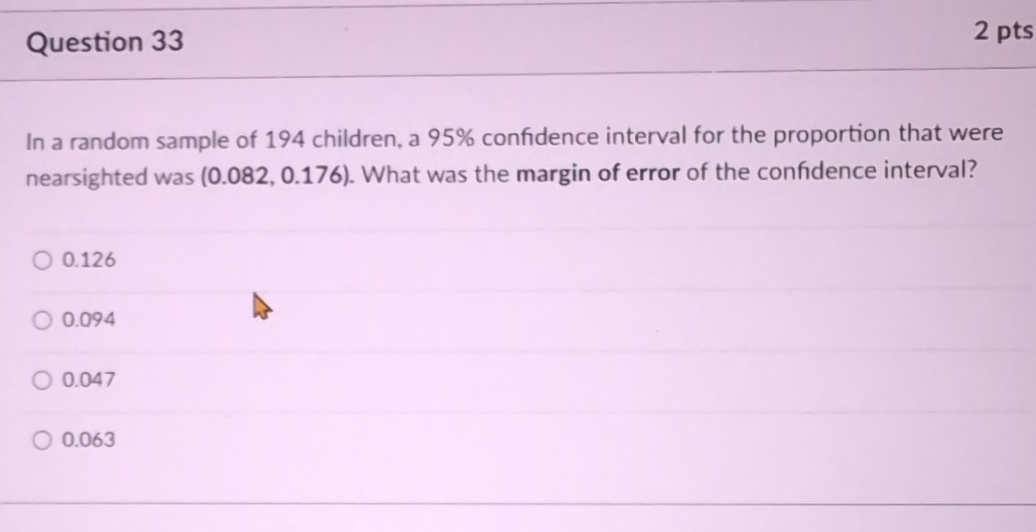 Question 332 ﻿ptsIn a random sample of 194 ﻿children, | Chegg.com