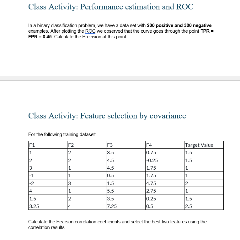 Solved Class Activity: Performance estimation and ROCIn a | Chegg.com