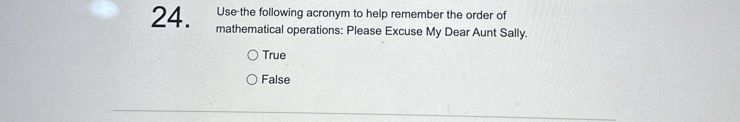 Solved Use the following acronym to help remember the order | Chegg.com