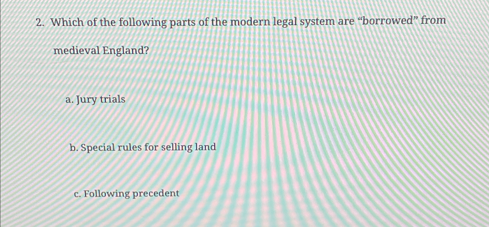 Solved Which of the following parts of the modern legal | Chegg.com