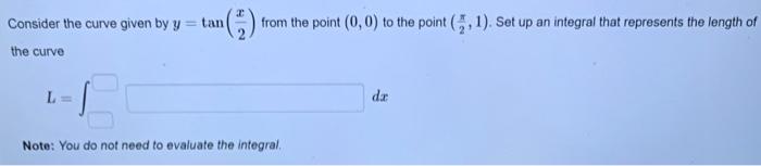 Solved Consider the curve given by y=tan(2x) from the point | Chegg.com