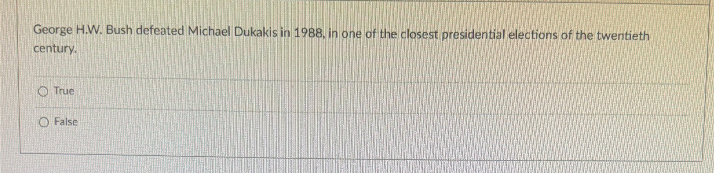 Solved George H.W. ﻿Bush defeated Michael Dukakis in 1988, | Chegg.com