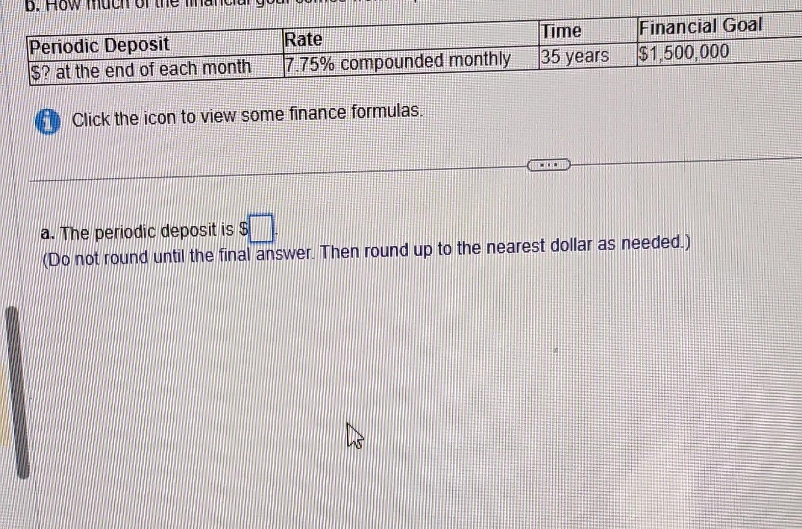 Solved Click the icon to view some finance formulas. a. The | Chegg.com