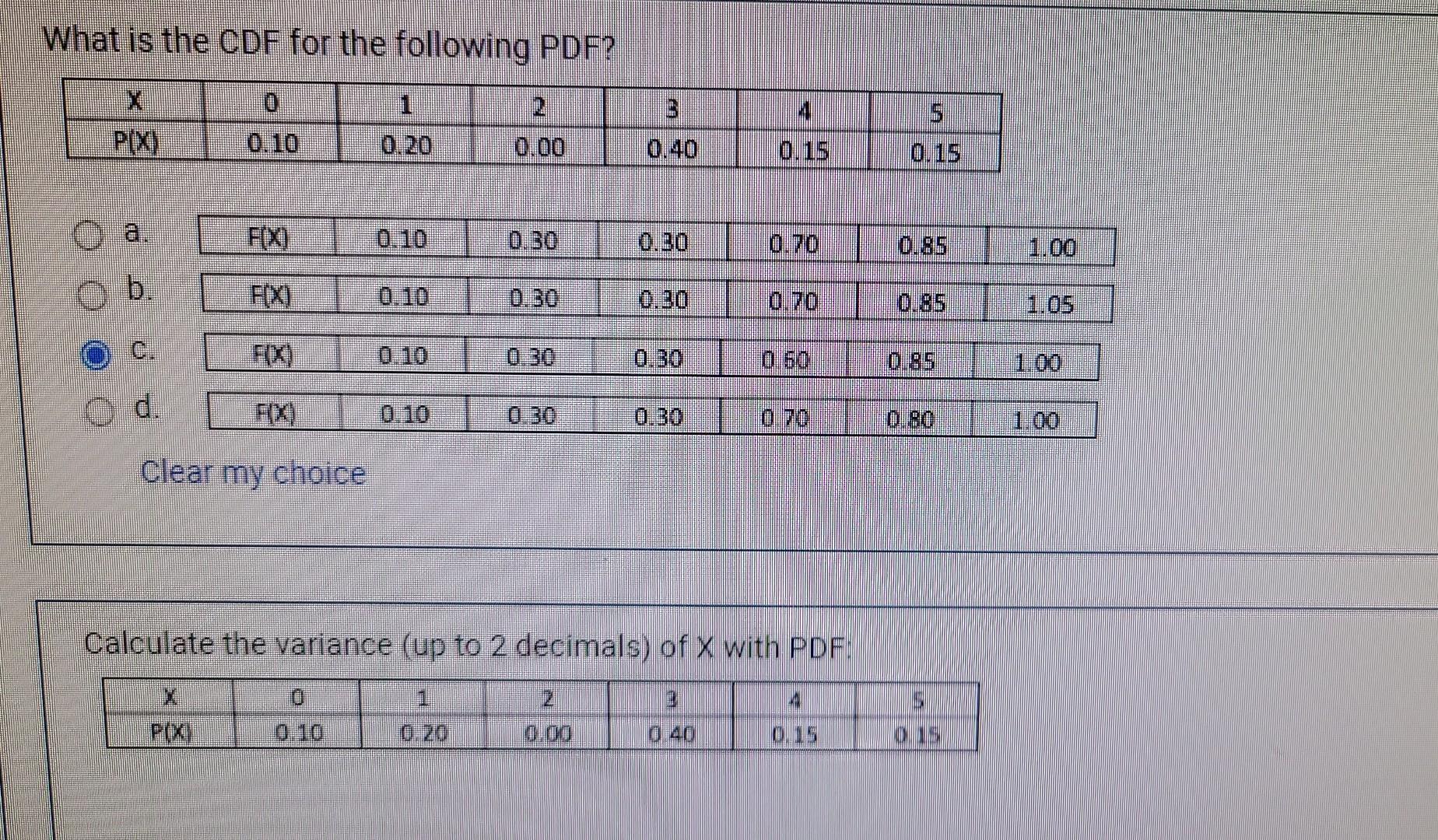 Solved What is the CDF for the following PDF? a. b. c. d. | Chegg.com