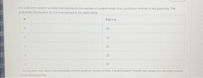 Solved X is a discrete random variable that represents the | Chegg.com
