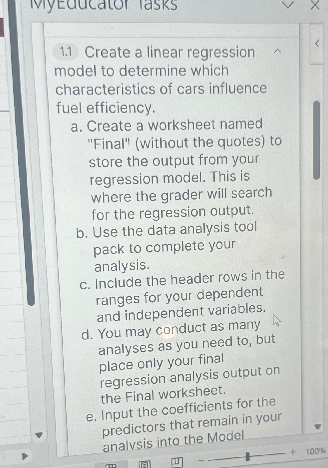 Solved 1.1 ﻿Create a linear regression model to determine | Chegg.com