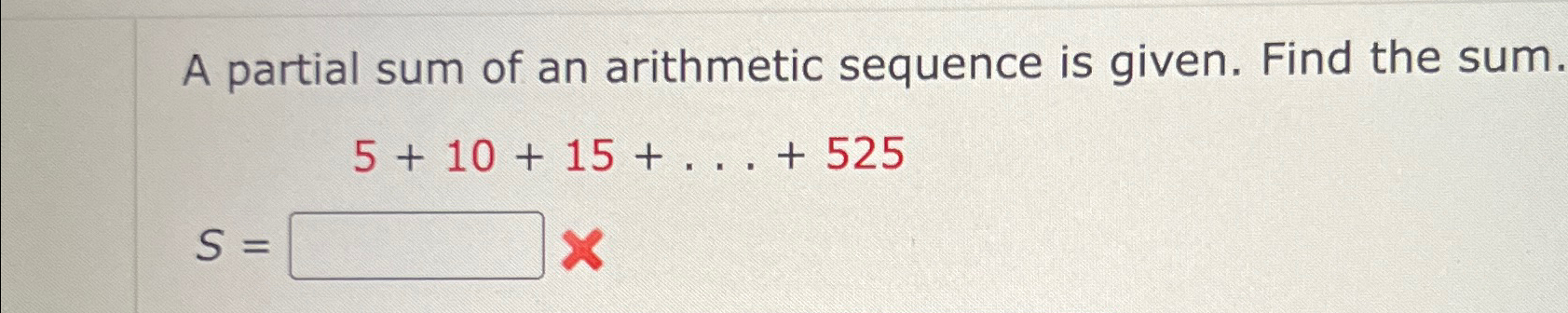 Solved A partial sum of an arithmetic sequence is given. | Chegg.com