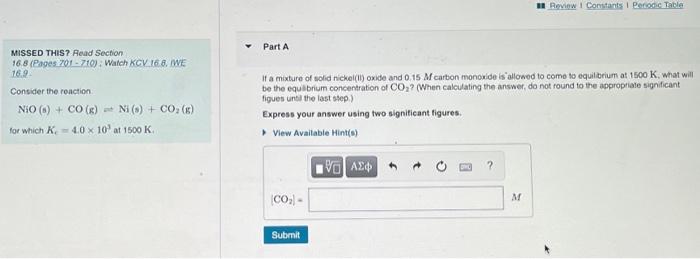 Solved Review 1 Constants I Porodic Table Part A MISSED | Chegg.com