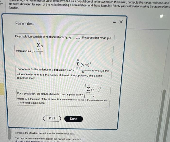 Solved Considering the home market value data provided as a | Chegg.com