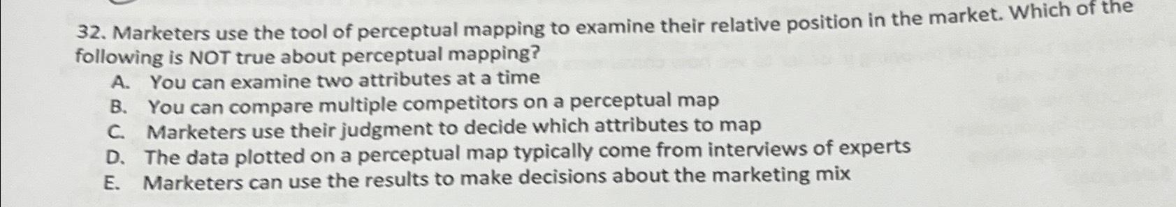 Solved Marketers use the tool of perceptual mapping to | Chegg.com