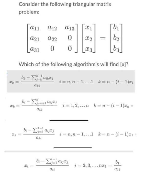Solved Xk Xk Consider the following triangular matrix | Chegg.com